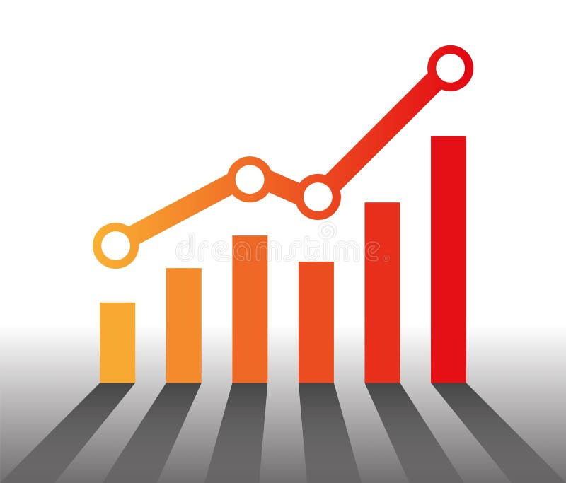 Graph with Increase Report. Diagram with Rise and Gain Progress Stock ...