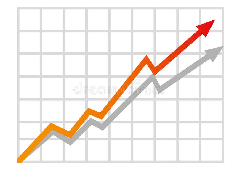 Graph with Increase Report. Diagram with Rise and Gain Progress Stock ...