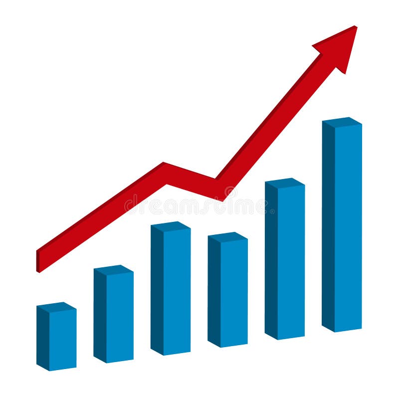 Graph with Increase Report. Diagram with Rise and Gain Progress Stock ...