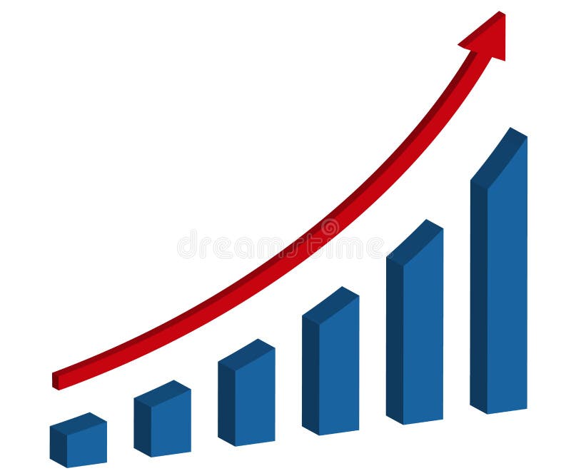 Graph with Increase Report. Diagram with Rise and Gain Progress Stock ...