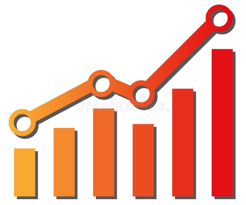 Graph with Increase Report. Diagram with Rise and Gain Progress Stock ...