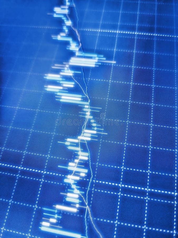 Graph and Indicator, Red and Green Candlestick Chart on Blue Theme ...