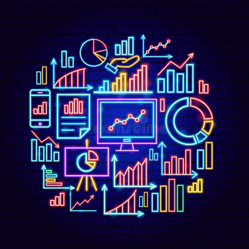 Graph Infographics Neon Concept Stock Vector - Illustration of analysis ...