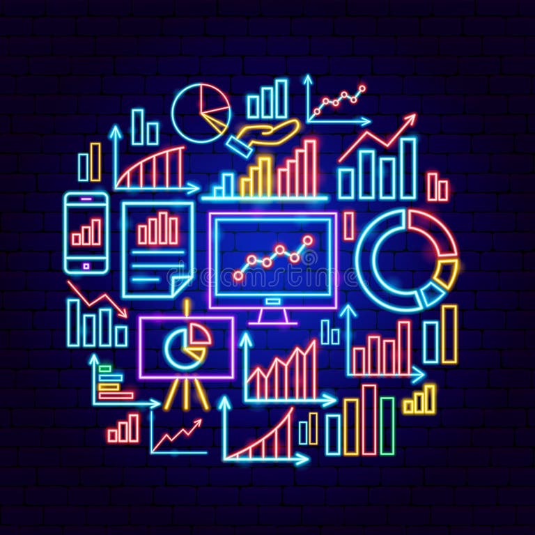 Graph Infographics Neon Concept Stock Vector - Illustration of analysis ...