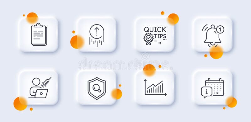 Graph, Inspect and Vaccination Appointment Line Icons Pack. for Web App ...