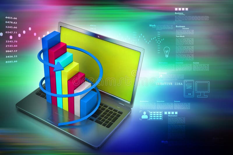 Graph in laptop computer stock illustration. Illustration of figures ...