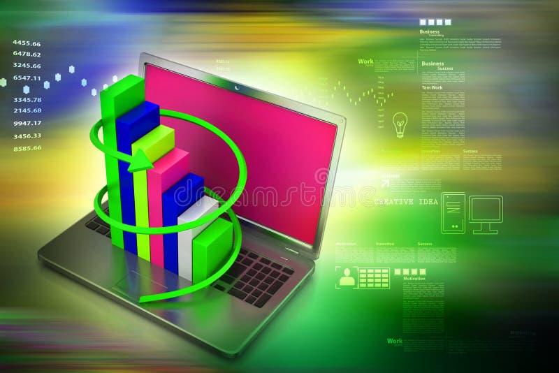 Graph in laptop computer stock illustration. Illustration of goal ...
