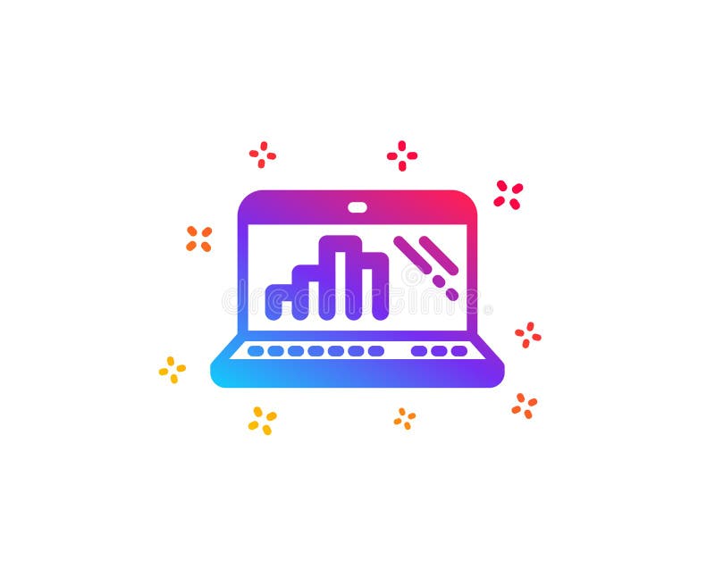 Graph Laptop Icon. Column Chart Sign. Vector Stock Vector ...
