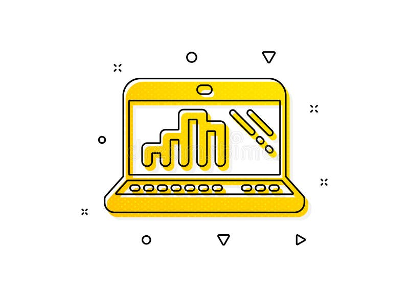 Graph Laptop Icon. Column Chart Sign. Vector Stock Vector ...