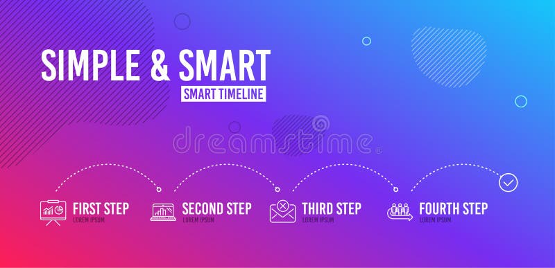 Graph Laptop, Presentation and Reject Mail Icons Set. Queue Sign ...