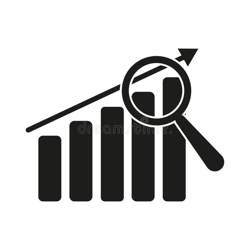 Graph Lens Arrow Icon. Magnifying Glass. Growth Chart Sign. Vector ...