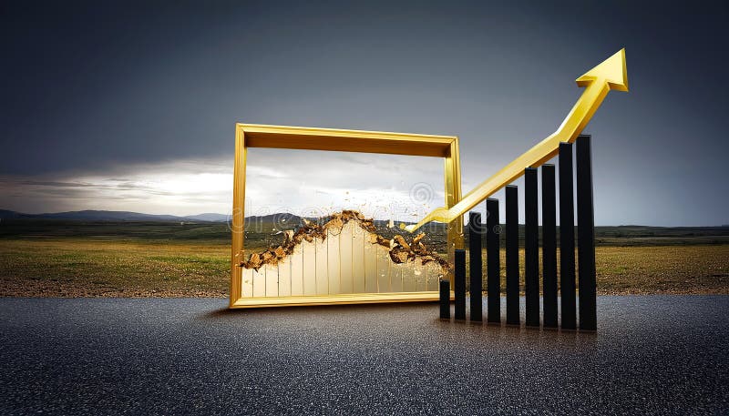 Graph Line Emerges Dramatically from Its Frame, Symbolizing Growth and ...
