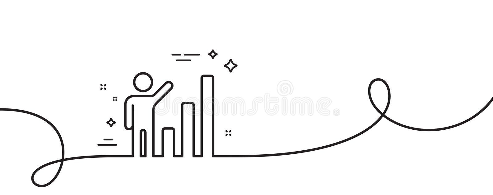 Graph Line Icon. Column Chart Sign. Continuous Line with Curl. Vector Stock Illustration ...