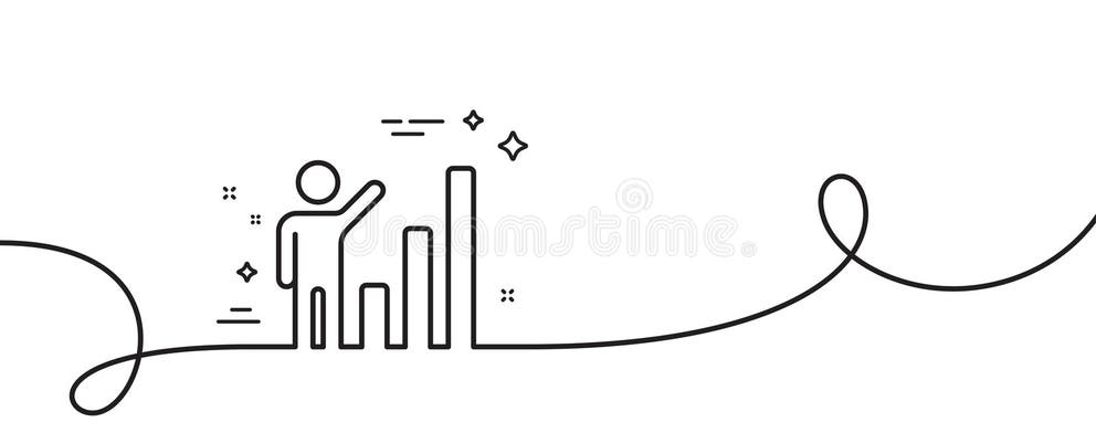 Graph Line Icon Column Chart Sign Continuous Line With Curl Vector Stock Vector