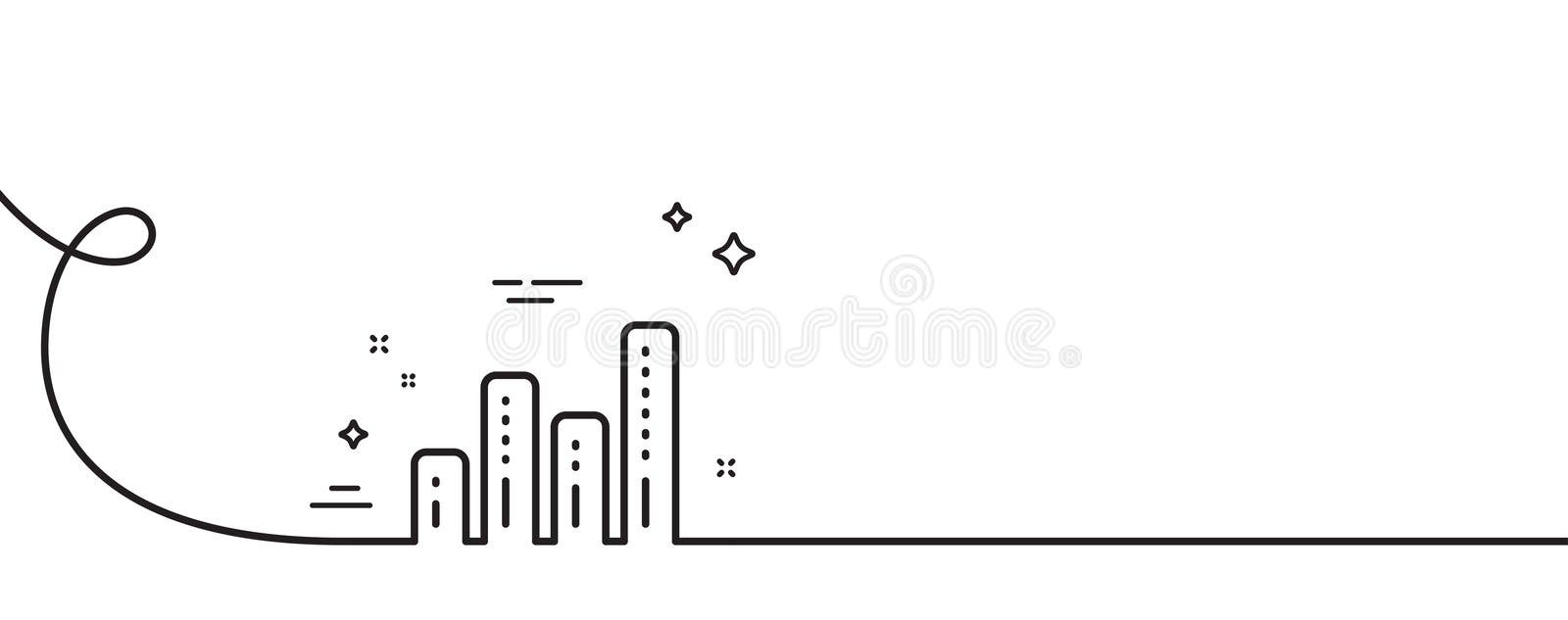 Graph Line Icon. Column Chart Sign. Continuous Line with Curl. Vector Stock Illustration ...
