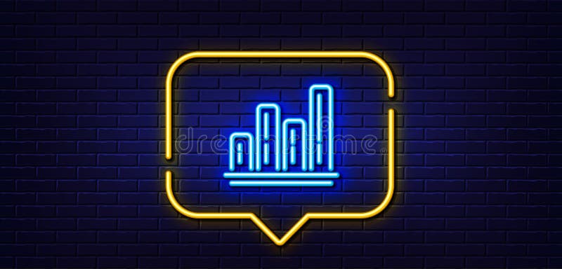 Graph Line Icon. Column Chart Sign. Neon Light Speech Bubble. Vector ...