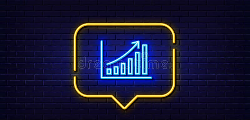 Graph Line Icon. Column Chart Sign. Neon Light Speech Bubble. Vector ...