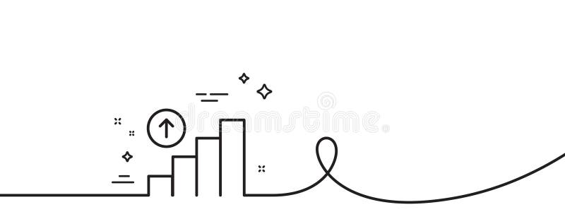 Graph Line Icon Column Chart Sign Continuous Line With Curl Vector Stock Illustration