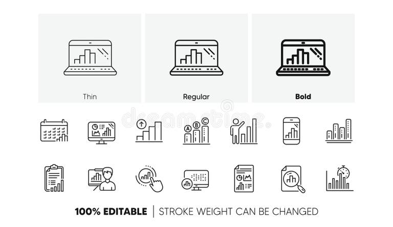 Graph Line Icons. Charts and Graphs, Presentation and Report. Linear ...