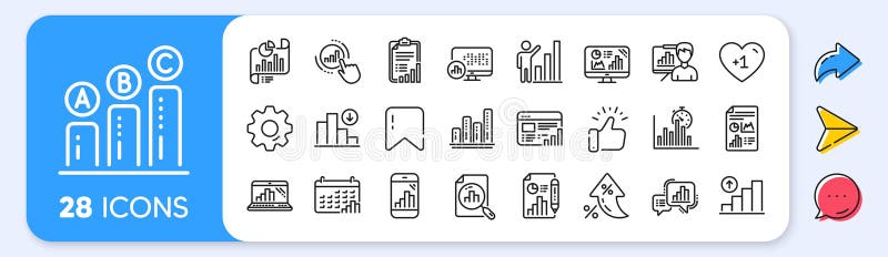 Graph Line Icons. Set of Chart Presentation, Report and Increase Growth Graph Icons. App Line ...