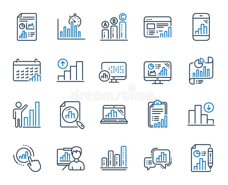Graph Line Icons. Set of Chart Presentation, Report and Increase Growth ...