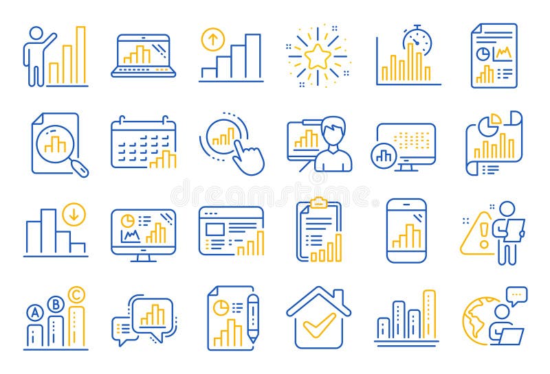 Graph Line Icons. Set of Chart Presentation, Report and Increase Growth ...