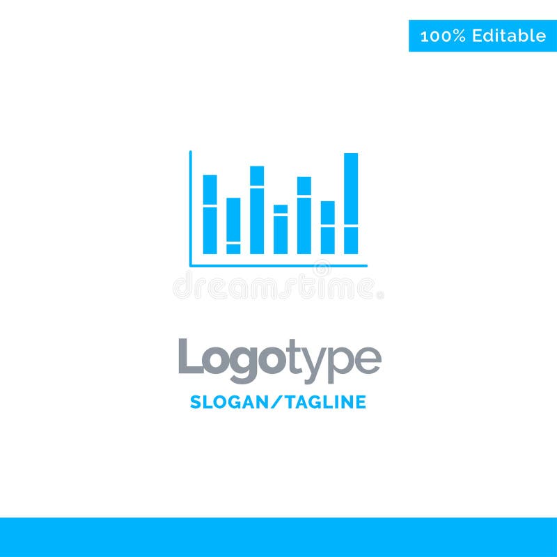 Graph, Line, Up, Down, Blue Solid Logo Template. Place for Tagline ...