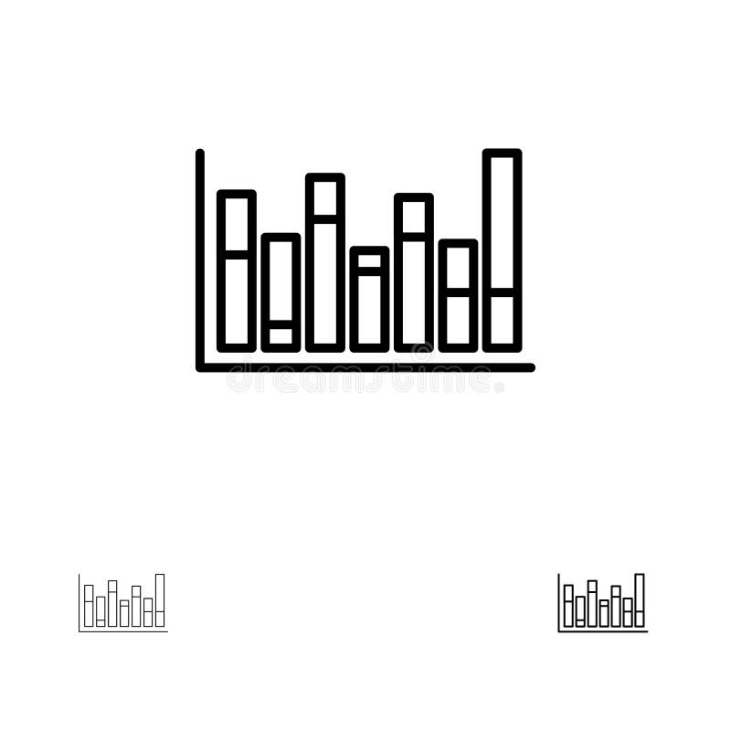 Graph, Line, Up, Down, Bold and Thin Black Line Icon Set Stock Vector ...