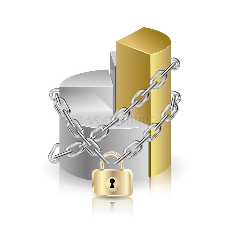 Graph locked by a chain. stock vector. Illustration of trapped - 117205055