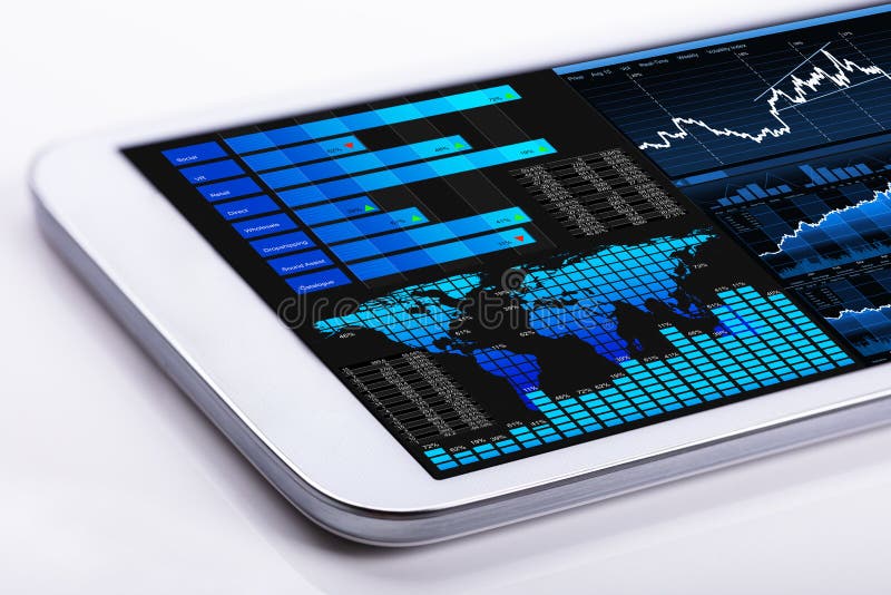 Graph on Mobile Phone Screen Stock Image - Image of icon, blue: 214517743