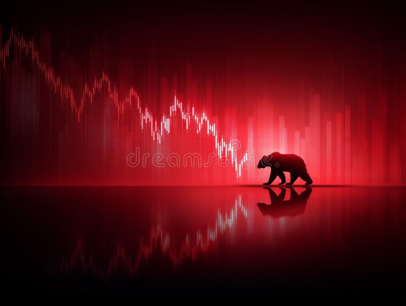 The Graph Moves Down Red with a Bear Market Stock Illustration ...