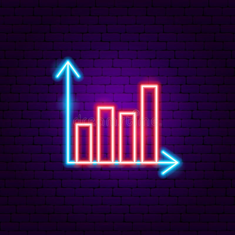 Bar Graph Neon Sign. Glowing Data Presentation Icon. Vector ...