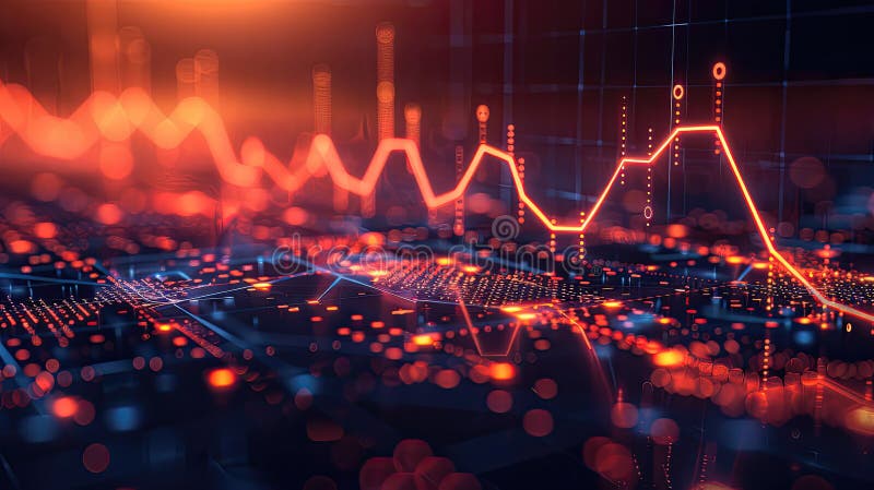 A Graph with Orange Lines and Red Dots Stock Photo - Image of business ...