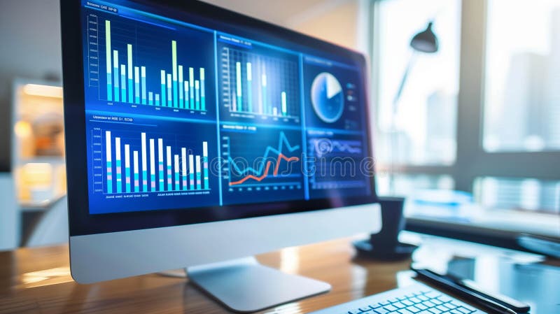 Graph Paper and Desktop Computer and Electronic Documents on Table in ...