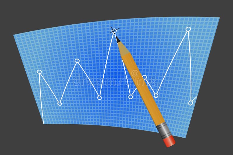 Graph Paper with a Pencil and Cross Stock Vector - Illustration of ...