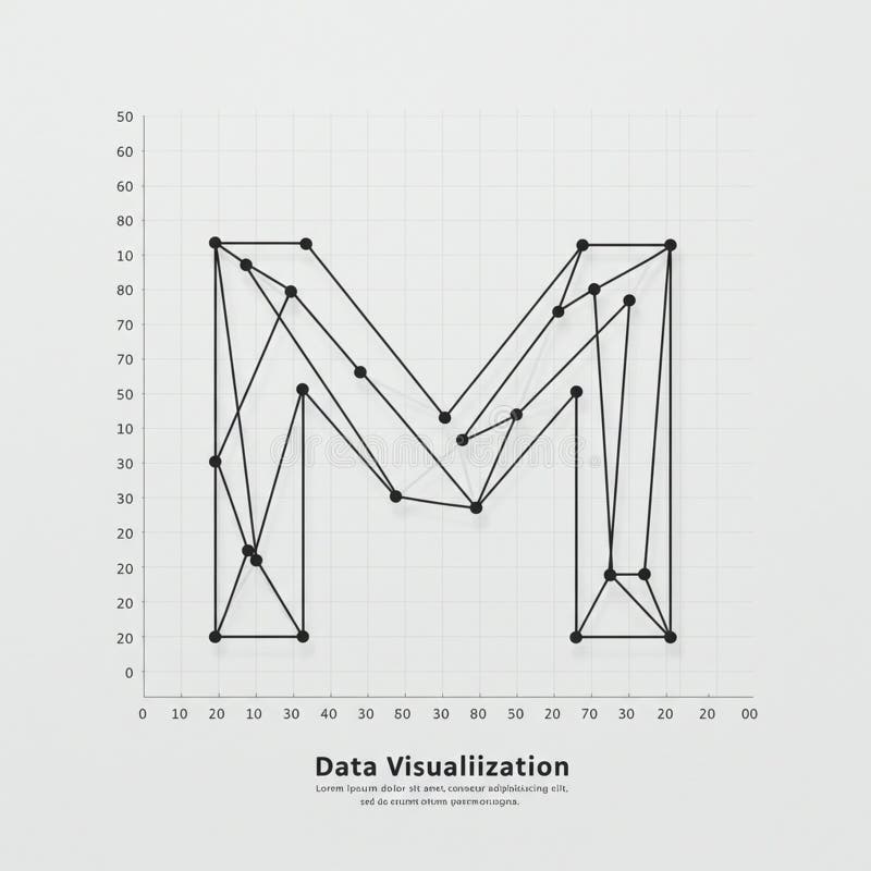 Graph Paper with a Plotted Line Graph Forming the Letter "M". Black ...