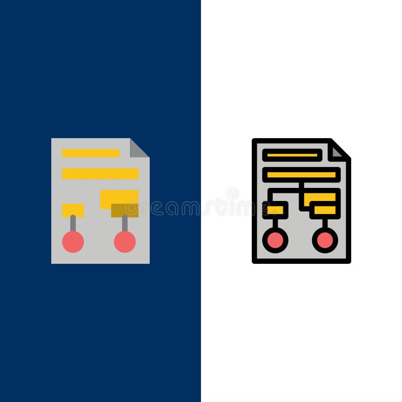 Graph, Paper, Process, Wireframe, Document Icons. Flat and Line Filled ...