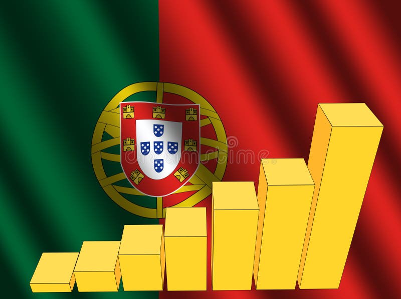 Graph on Portuguese flag stock illustration. Illustration of economic ...