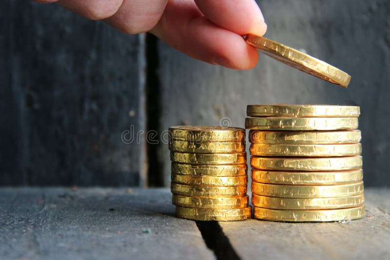 Graph of Profit Growth from Gold Coins. Stock Image - Image of business ...