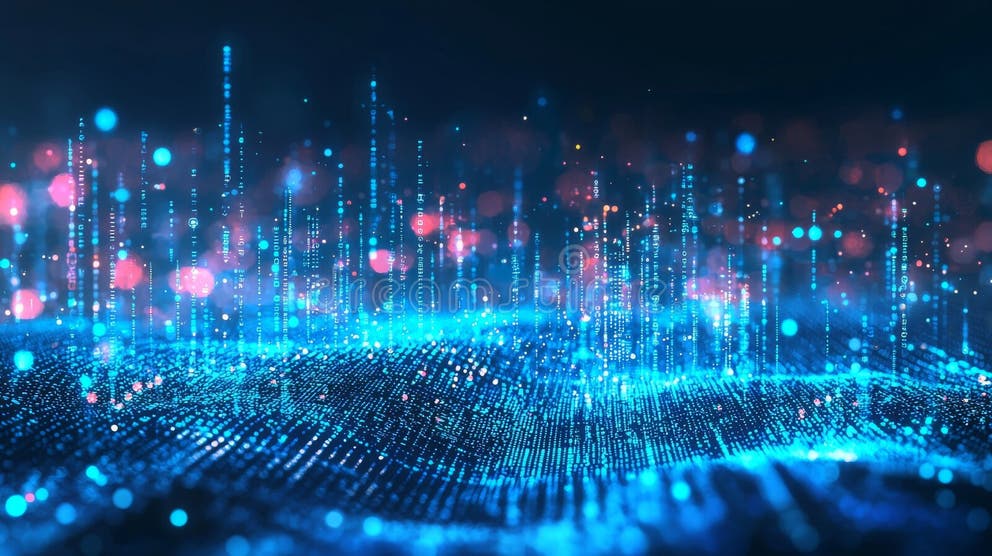 Graph of Random Binary Data and Blue Binary Code Illustrating a Digital ...