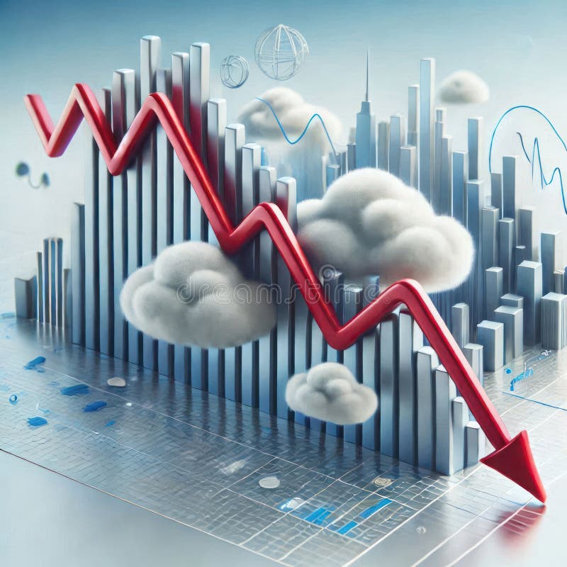 A Graph with a Red Arrow Downwards Symbolizing a Decline. Stock Image ...