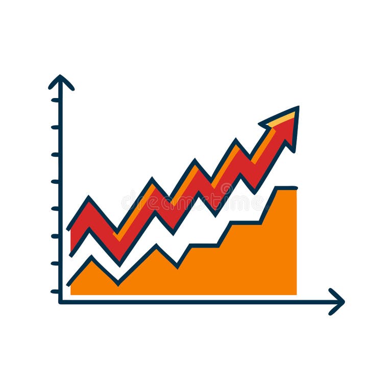 A Graph with a Red Arrow Pointing Upward Stock Photo - Illustration of ...