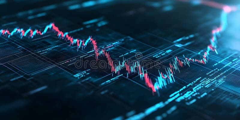 A Graph with Red and Blue Lines that are Going Down Stock Illustration ...
