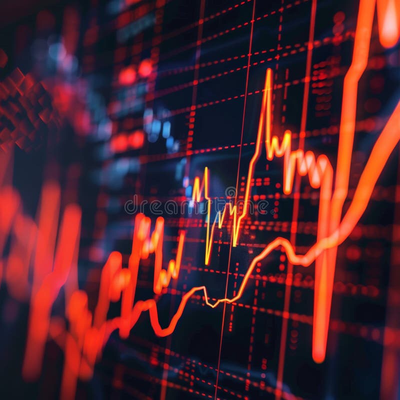 A Graph with Red and Blue Lines Showing a Downward Trend Stock Photo ...
