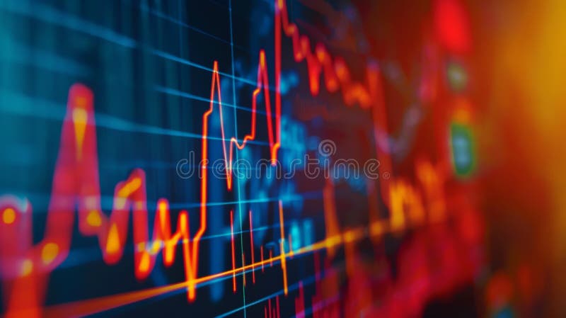 A Graph with Red and Blue Lines Showing a Downward Trend Stock ...