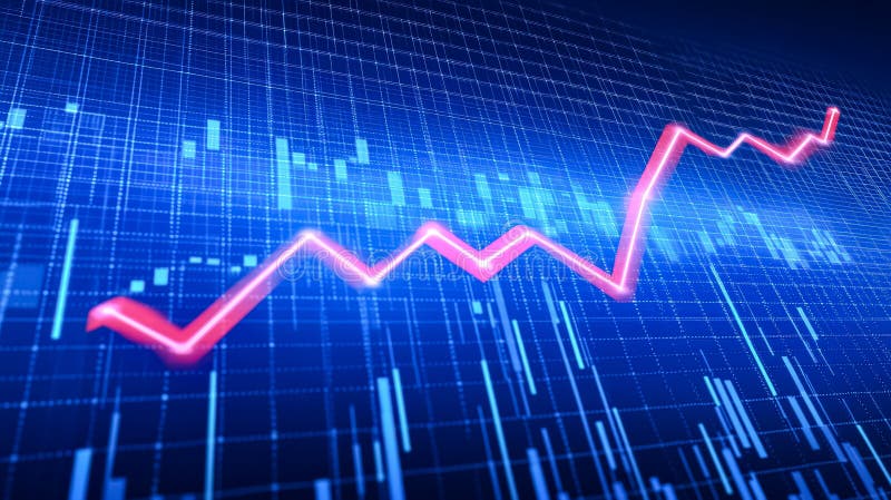 Red Line Graph Showing Downward Trend Digital Financial Chart ...
