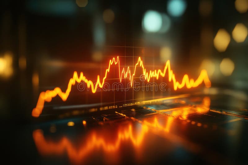 A Graph with a Red Line that is Slanting and Has a Downward Slope Stock ...