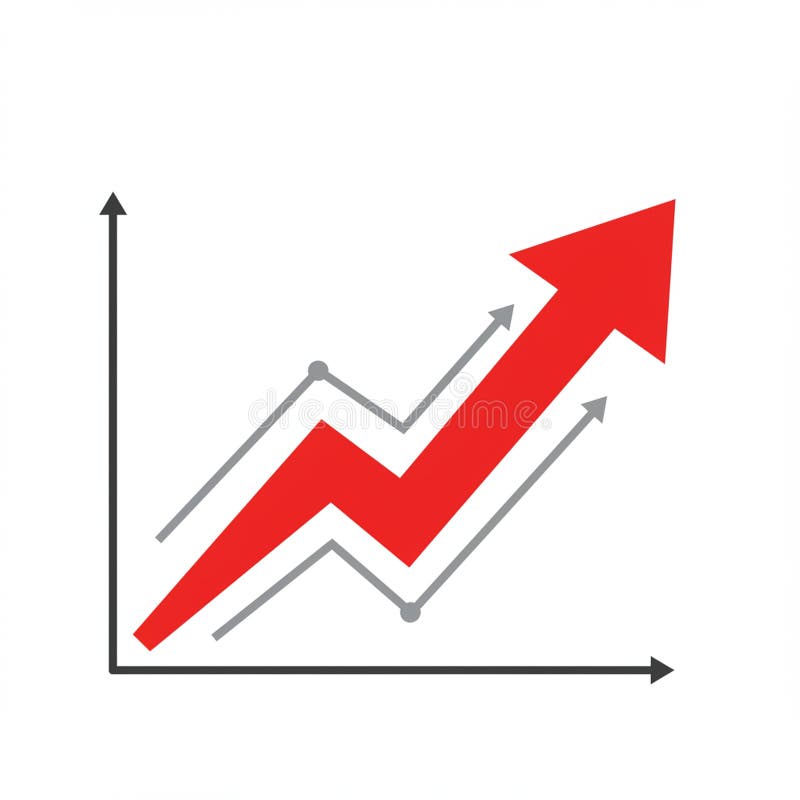 Graph with a Red Upward Arrow Indicating Growth or Progress, Situated ...