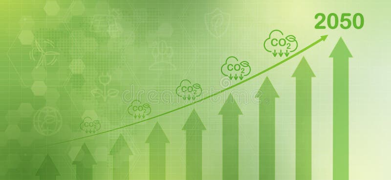 Graph Reduce CO2 or Carbon Concept. Futuristic Decrease Down Graph ...
