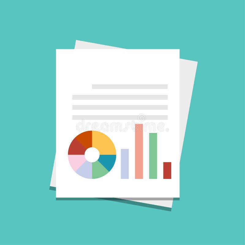 Graph, Reports on White Paper Icon. Data Analysis Concept Vector ...